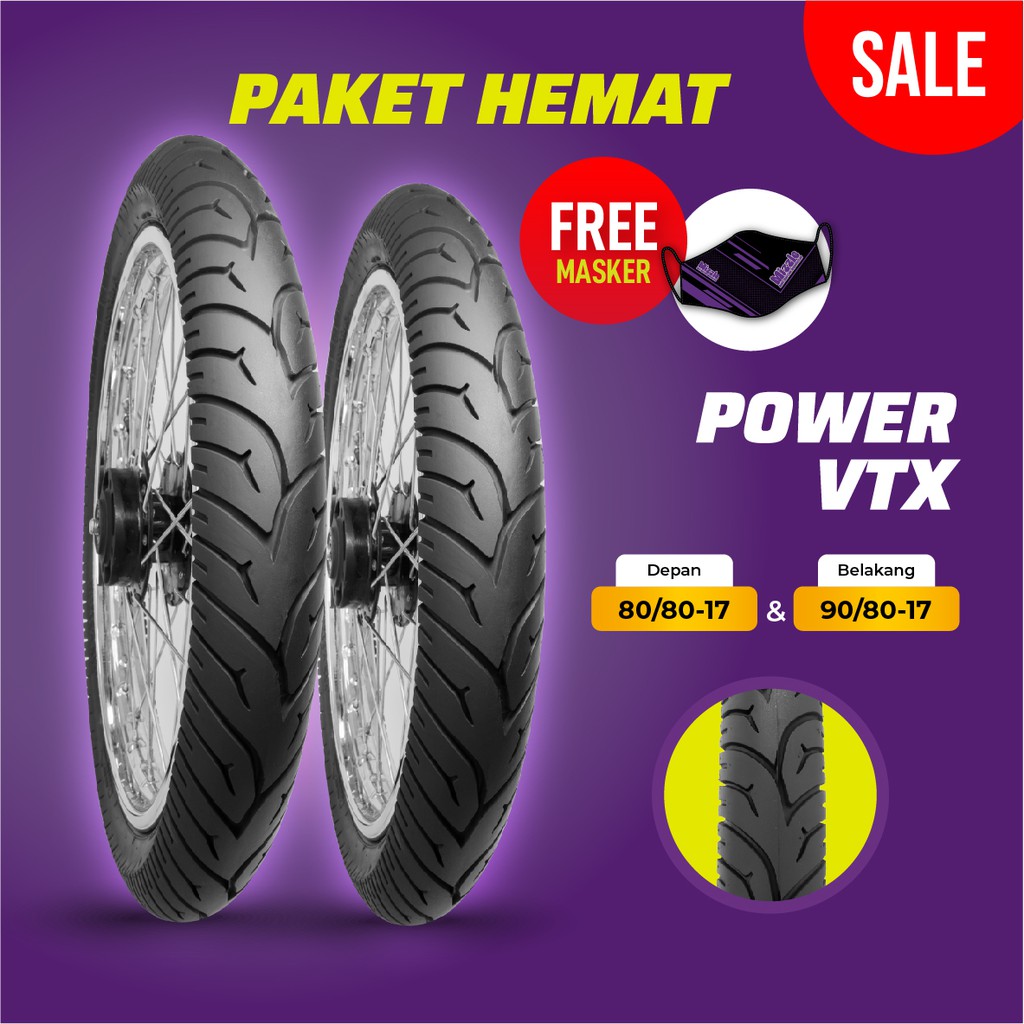 Jual Sepasang Ban Motor MIZZLE POWER VTX 80/80-17 & 90/80-17 (Tubetype ...
