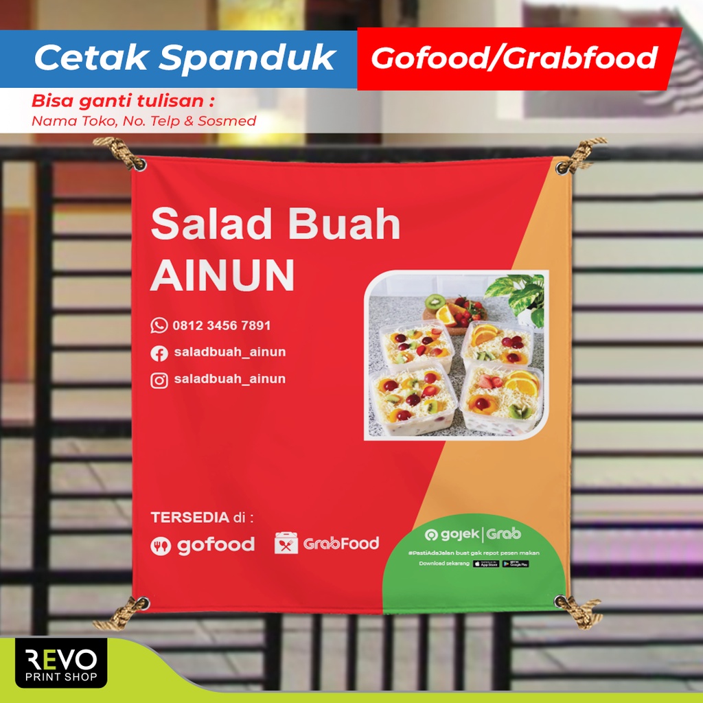 Jual Spanduk Gofood Grabfood / Spanduk Resto / Spanduk GoJek / Banner ...