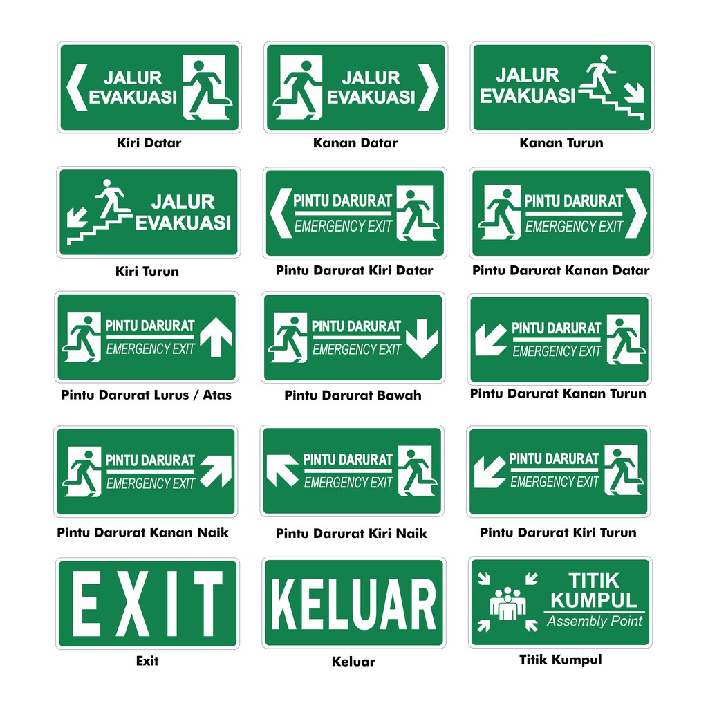 Jual Rambu Jalur Evakuasi - Exit 30cm x 15cm Acrylic + Sticker Cutting ...