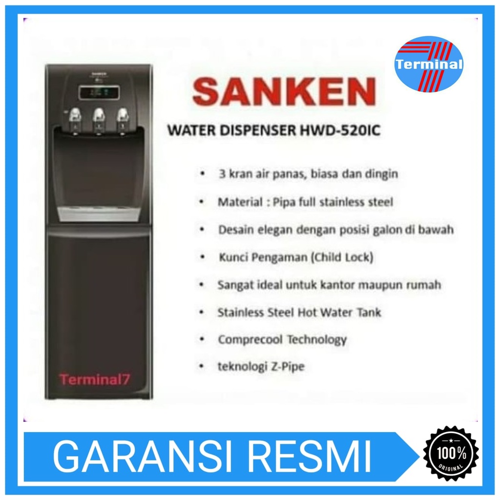Jual Sanken HWD-C520 Galon Bawah Dispenser 3 Kran Pipa Stainless steel ...