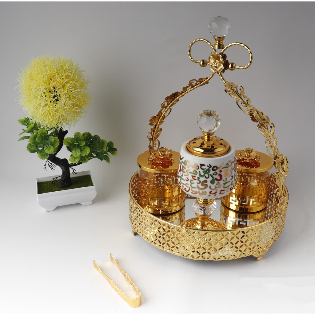 Jual Tempat Bakar Dupa Arab Style 1 Set 5Pc Luxury Logam Keramik Home ...