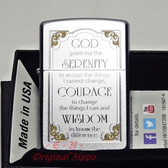 Jual Zippo Serenity Prayer 28458 Gold Windproof Original Korek Api USA | Shopee Indonesia