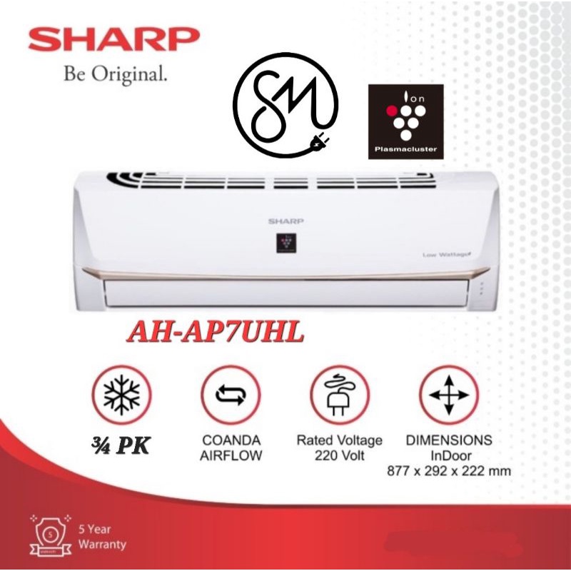 Jual AC Sharp 3/4 PK AH-AP7UHL 7UHL Low watt Plasmacluster | Shopee Indonesia