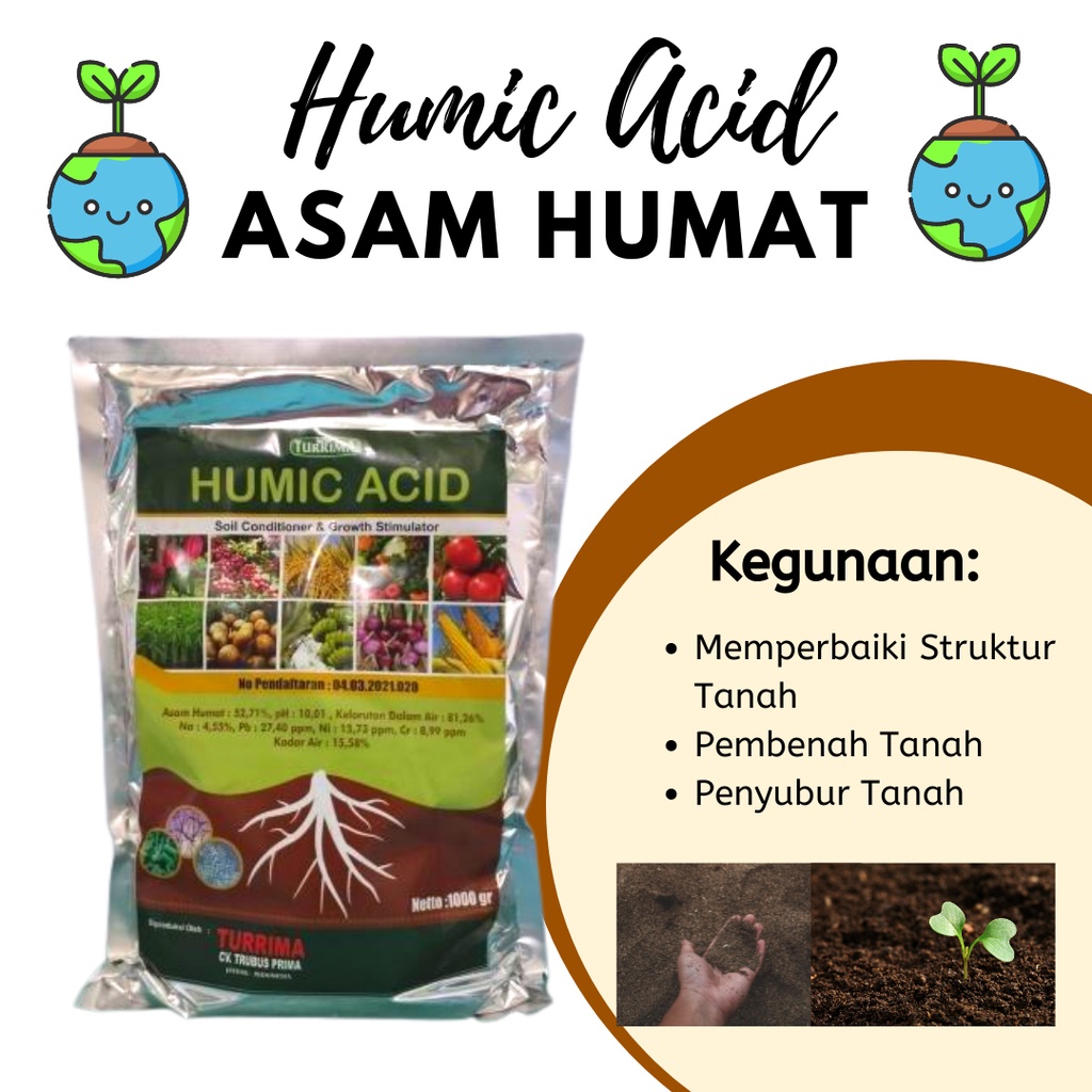 Jual ASAM HUMAT HUMIC ACID pupuk untuk tanah asam humat 1 kg untuk menggemburkan tanah yang ...