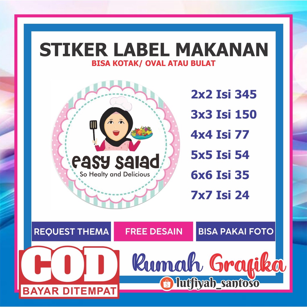 Jual STIKER LABEL KEMASAN MAKANAN MINUMAN STIKER LABEL BULAT STIKER ...