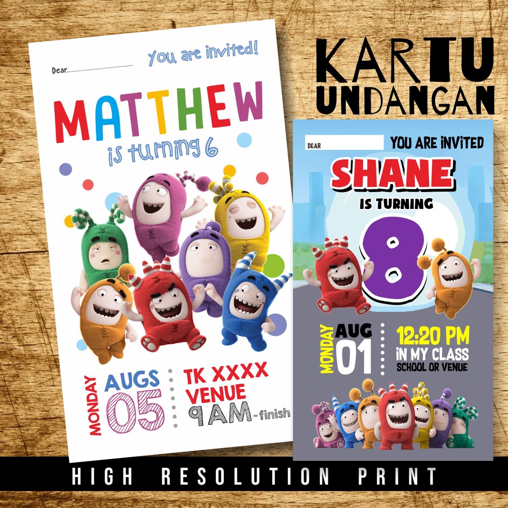 Jual Undangan Ultah Ulang Tahun Oddbods Custom | Shopee Indonesia