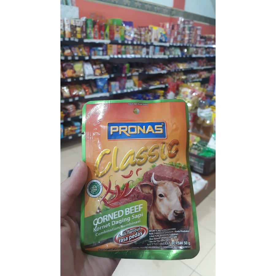 Jual PRONAS CLASSIC CORNED BEEF RASA PEDAS 50GR Indonesia|Shopee Indonesia