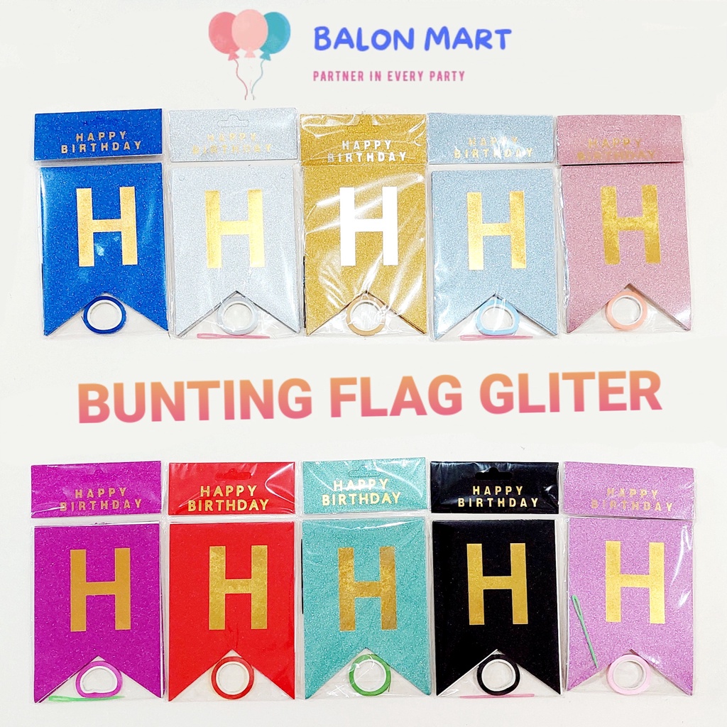 Jual Banner HBD Happy Birthday GLITTER SEGI 5 Ukuran 11.5 x 16 cm ...