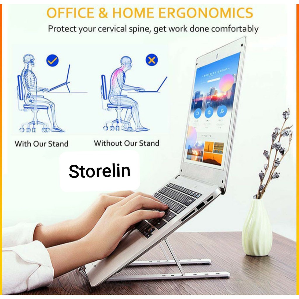 Stand Laptop Aluminium Foldable Adjustable Tatakan Laptop | Shopee ...