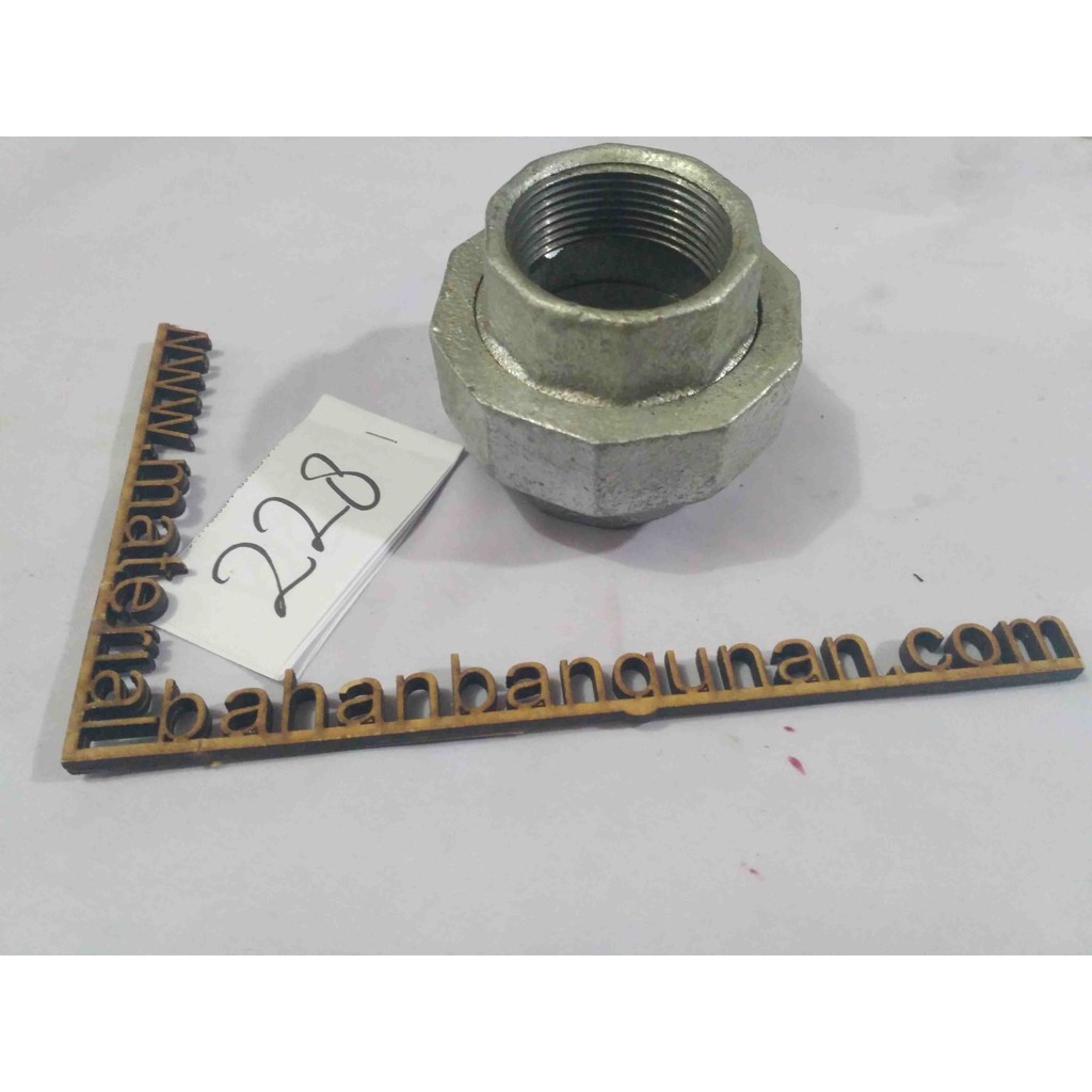 Jual water mur besi 1.5 inch watermur union socket 1 1/2" galvanis watermoor sambungan tekanan ...