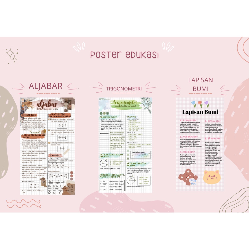Jual poster edukasi poster rumus matematika poster rangkuman pelajaran ...