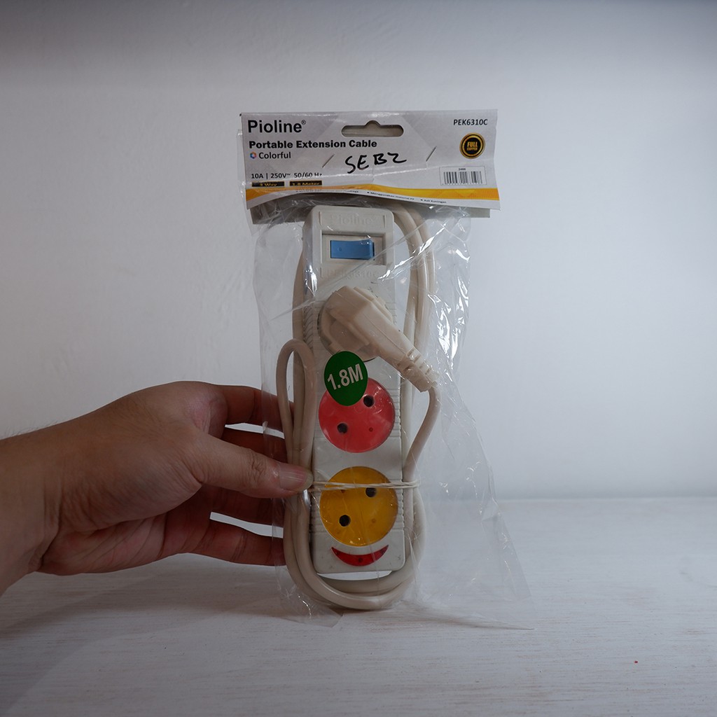 Jual Terminal Colokan 3 Lubang Gepeng Pioline Berwarna PEK-6310C 1.8 ...