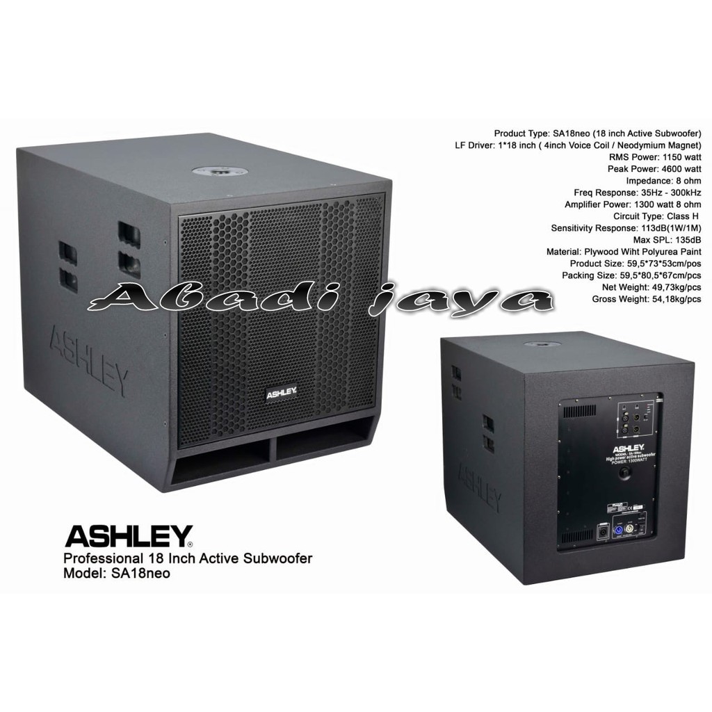 Jual subwoofer aktif ashley sa18neo ORIGINAL ashley sa 18neo sa18 neo ...