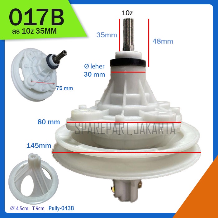 Jual Gearbox Sanken gigi 10 + PULLY 043B ( WGBX-017B) | Shopee Indonesia