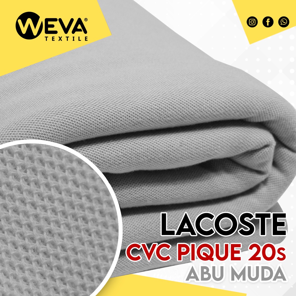 Jual Bahan Kain Kaos Polo Shirt Kain Lacos Pique CVC 20s Abu Muda ...