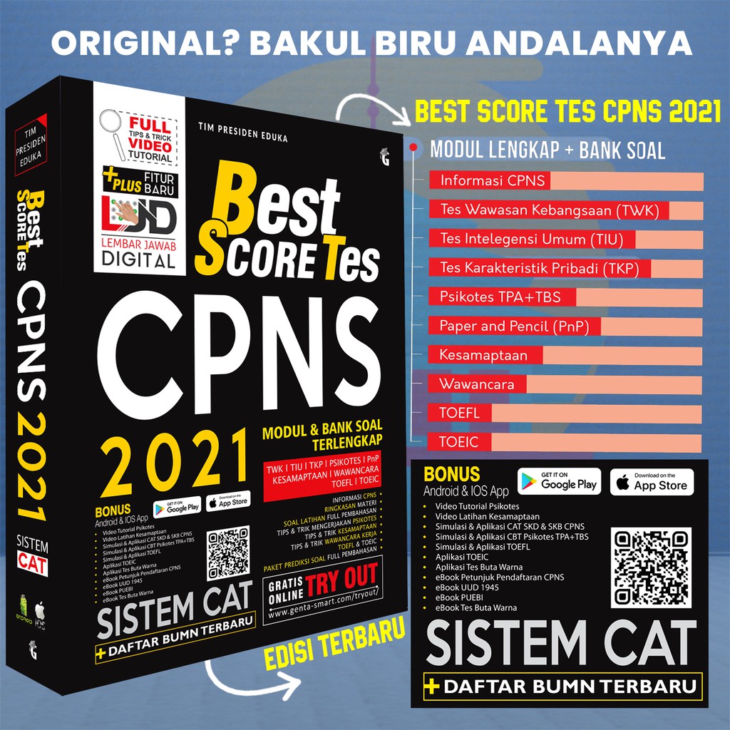 Jual BUKU TES CPNS 2021 - BEST SCORE TES CPNS 2021 MODUL & BANK SOAL ...