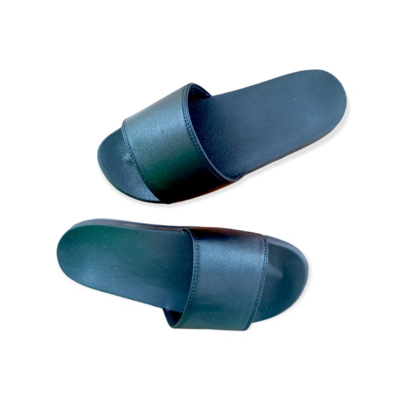 Jual Sandal Slide Slop On Pria Polos Hitam Sandal Basic Polos Casual ...