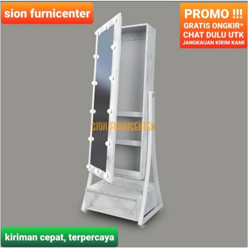 Jual standing mirror rack vanity / meja rias lampu minimalis / meja ...