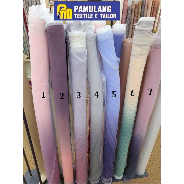 Jual Kain Tille Polos Prancis Gradasi || Harga Per Setengah Meter (50 ...