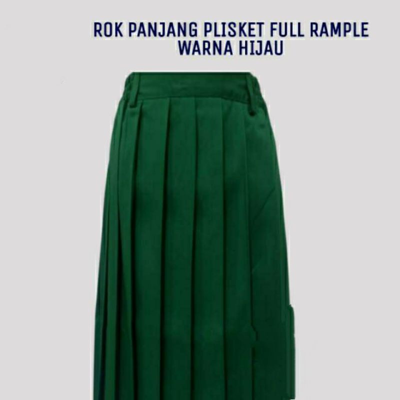 Jual Seragam Sekolah Rok Panjang Hijau Plisket/Full Rempel TK SD Madrasah Kuliah Kerja DRILL ...