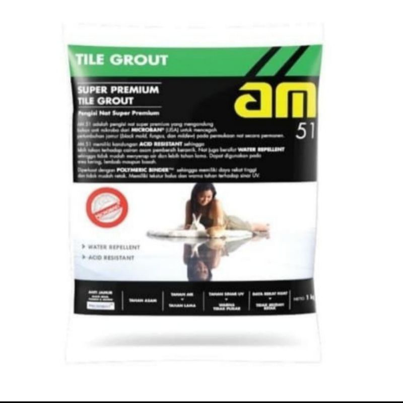 Jual Am 51 tile grout 3 in 1 white 1kg | Shopee Indonesia