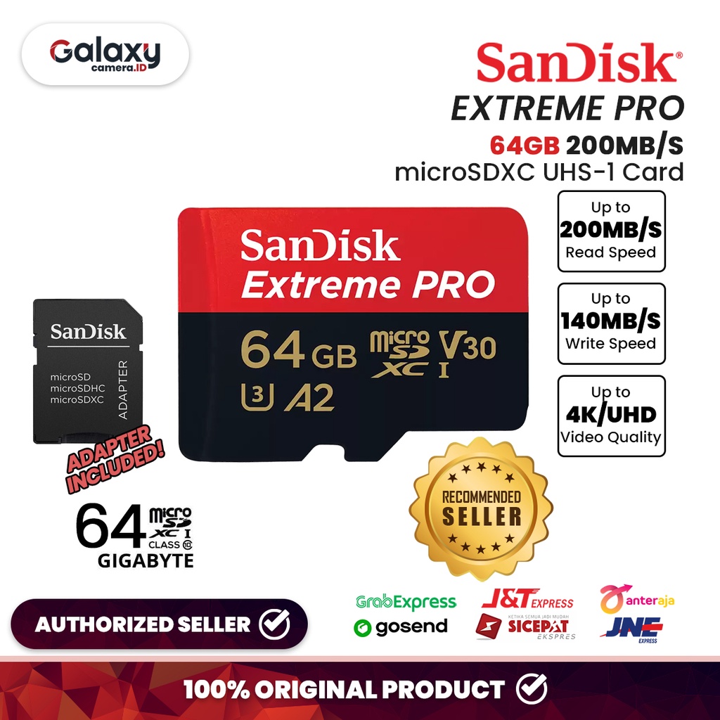 Jual Sandisk MicroSD Extreme Pro 64GB 200mb/s + Adapter Memori HP ...