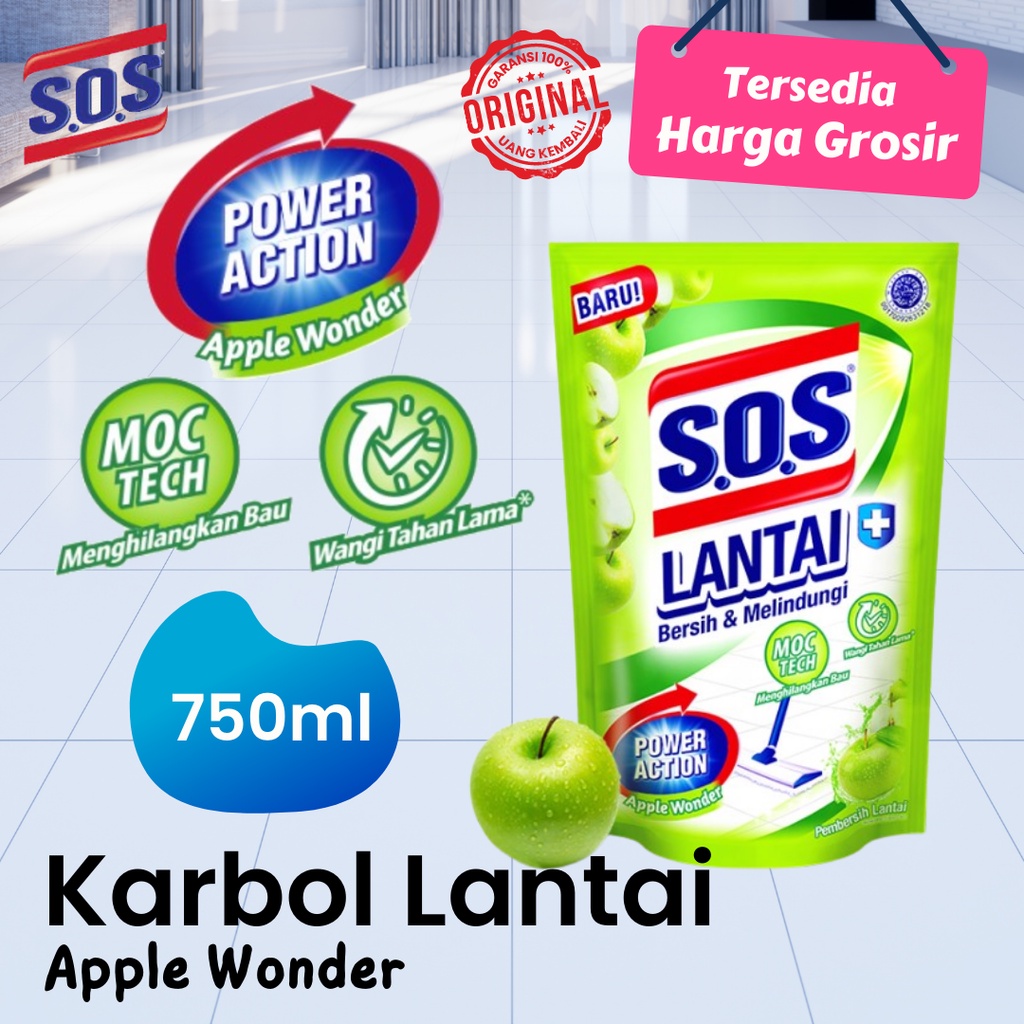 Jual SOS Karbol Pembersih Lantai Apple Wonder 750ml Refill | Karbol ...