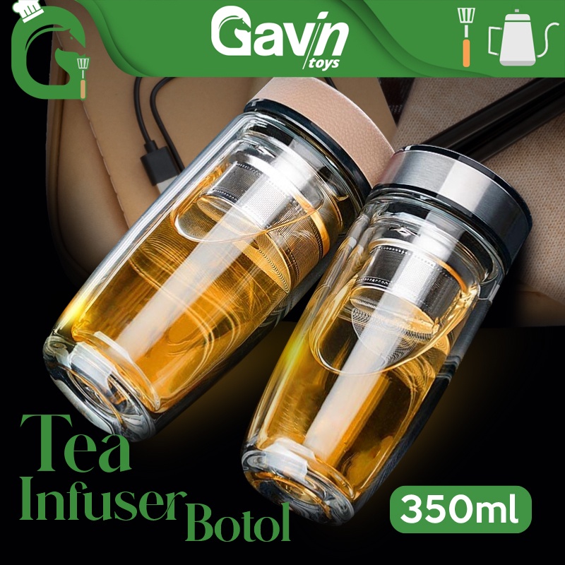 Jual Botol Tea Infuser Tumbler 350ml Double Wall Glass Botol Minum ...