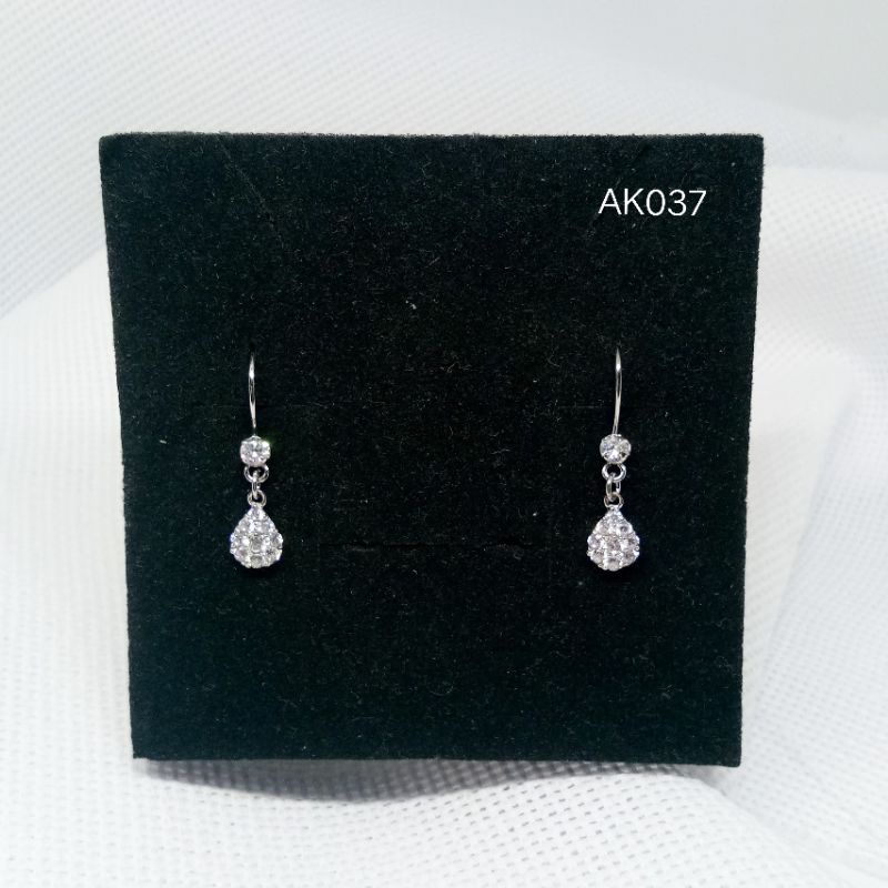 Jual Anting Kait Mata Air Perak Asli 925 Lapis Mas Putih - AK037 | Shopee Indonesia