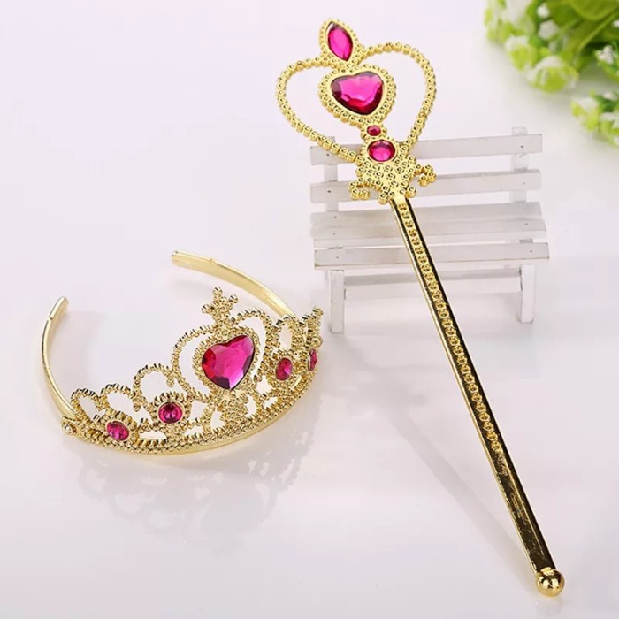 Jual anak-mahkota- mahkota tongkat emas pink tiara cosplay mainan ...