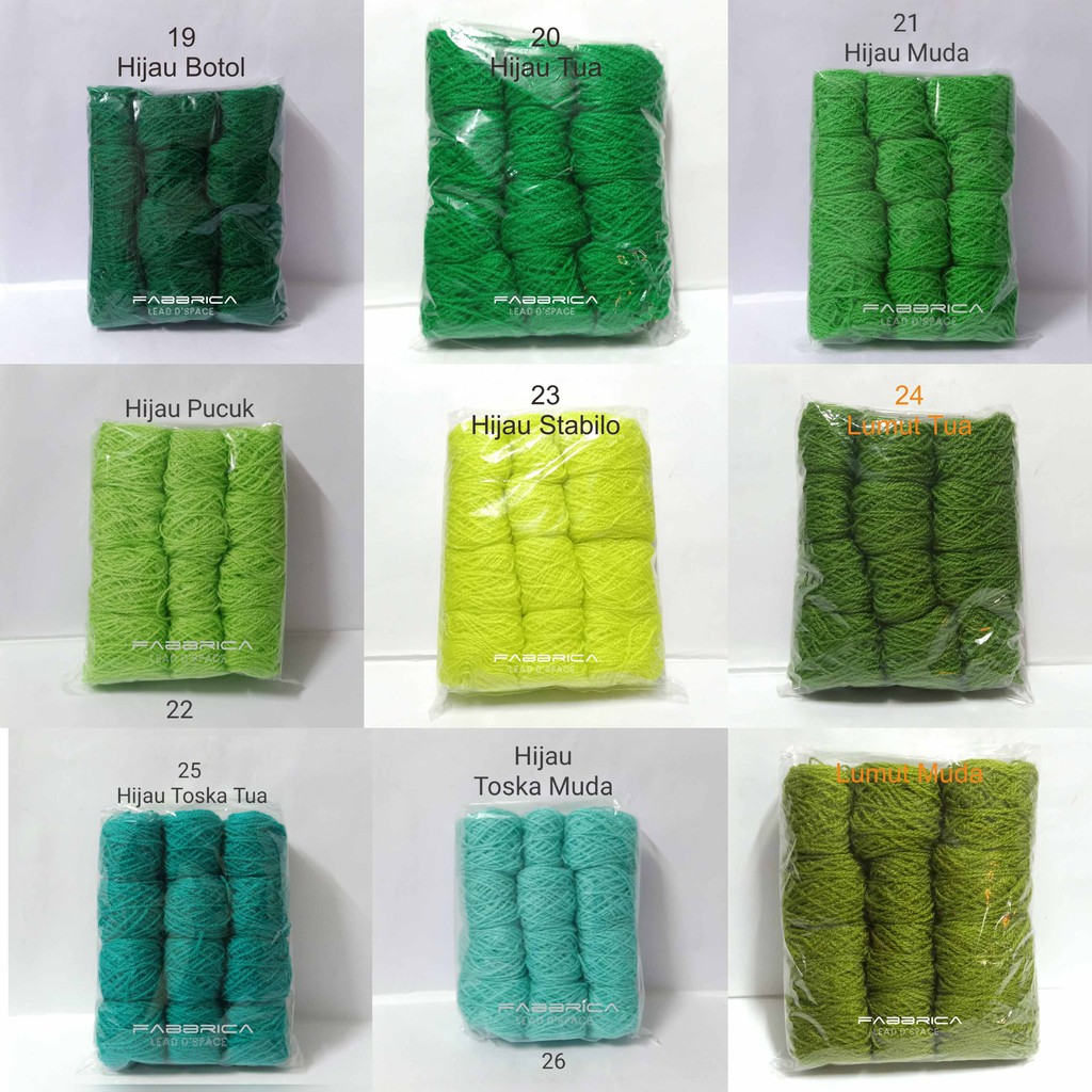 Jual Benang Wol Wool Rajut Sulam Vonel Siet Yarn Kecil warna Hijau ...