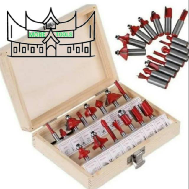 Jual Mata Router Bit Set 15pc Mata Profil Mata Trimmer Bits ( Full Set ...