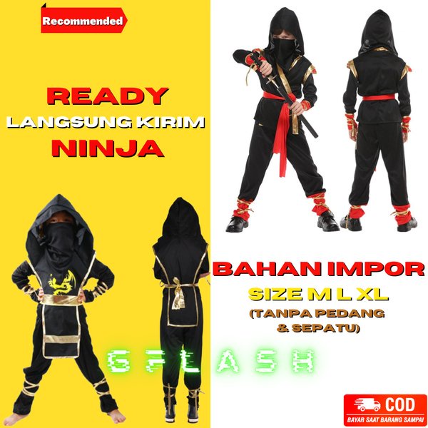 Jual Baju Kostum Ninja Anak Cosplay Jepang Anime Impor Naga Gold ...