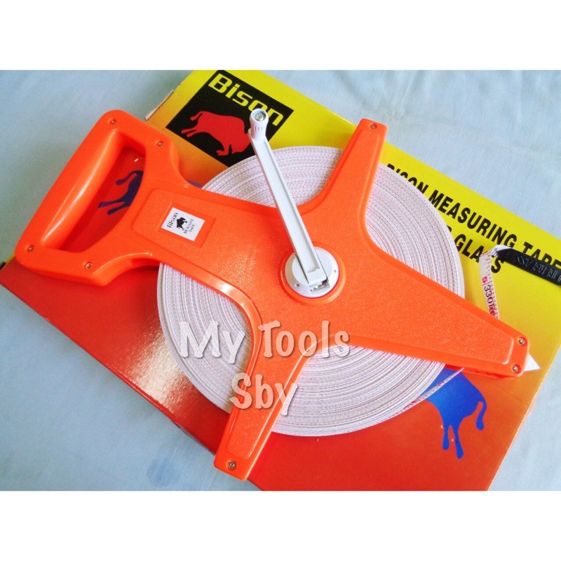 Jual Meteran Roll Fiber / Measuring Tape 100 meter Bison | Shopee Indonesia