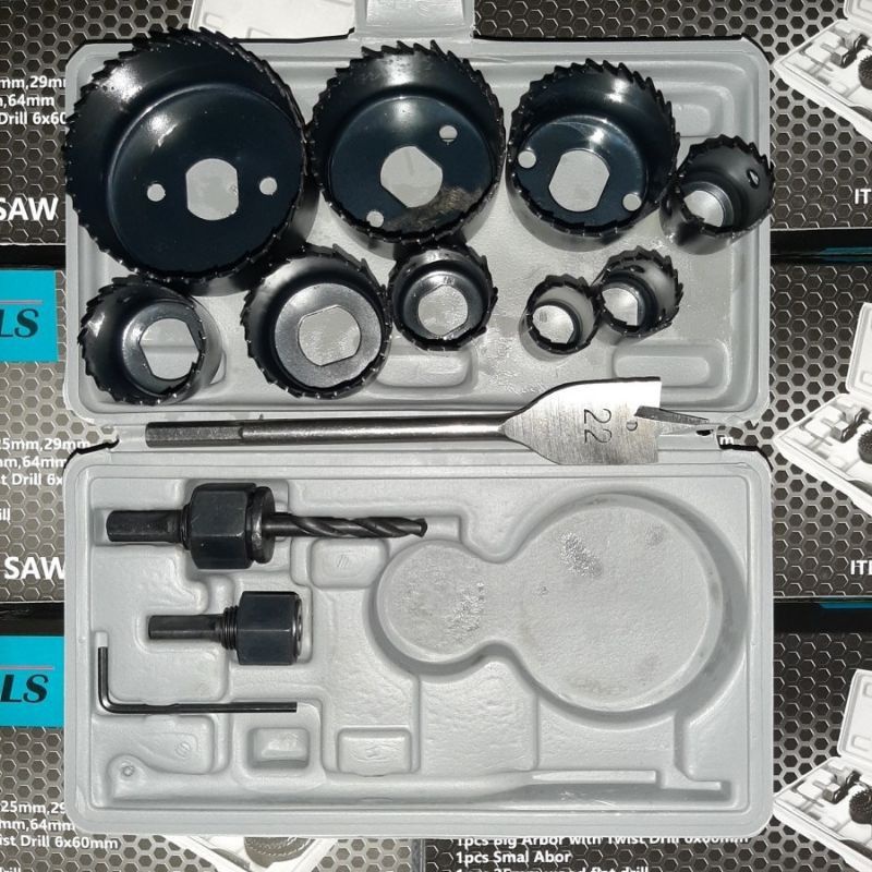Jual Mata bor Hole saw set 13pcs mata bor lubang PVC kayu akrilik dll ...