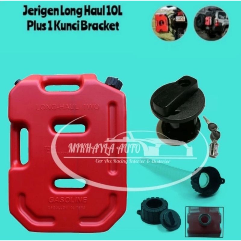 Jual Jerigen Long Haul 10 Liter Merah + Kunci Pengaman Bracket Jerigen ...