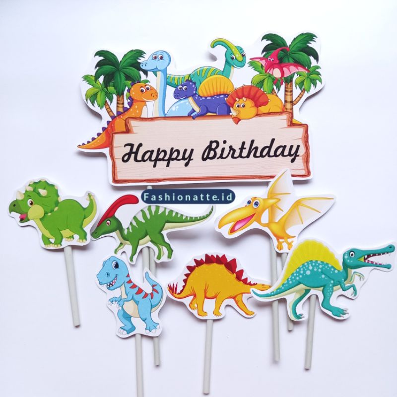 Jual custom nama cake topper dinosaurus hiasan kue ulang tahun medan ...