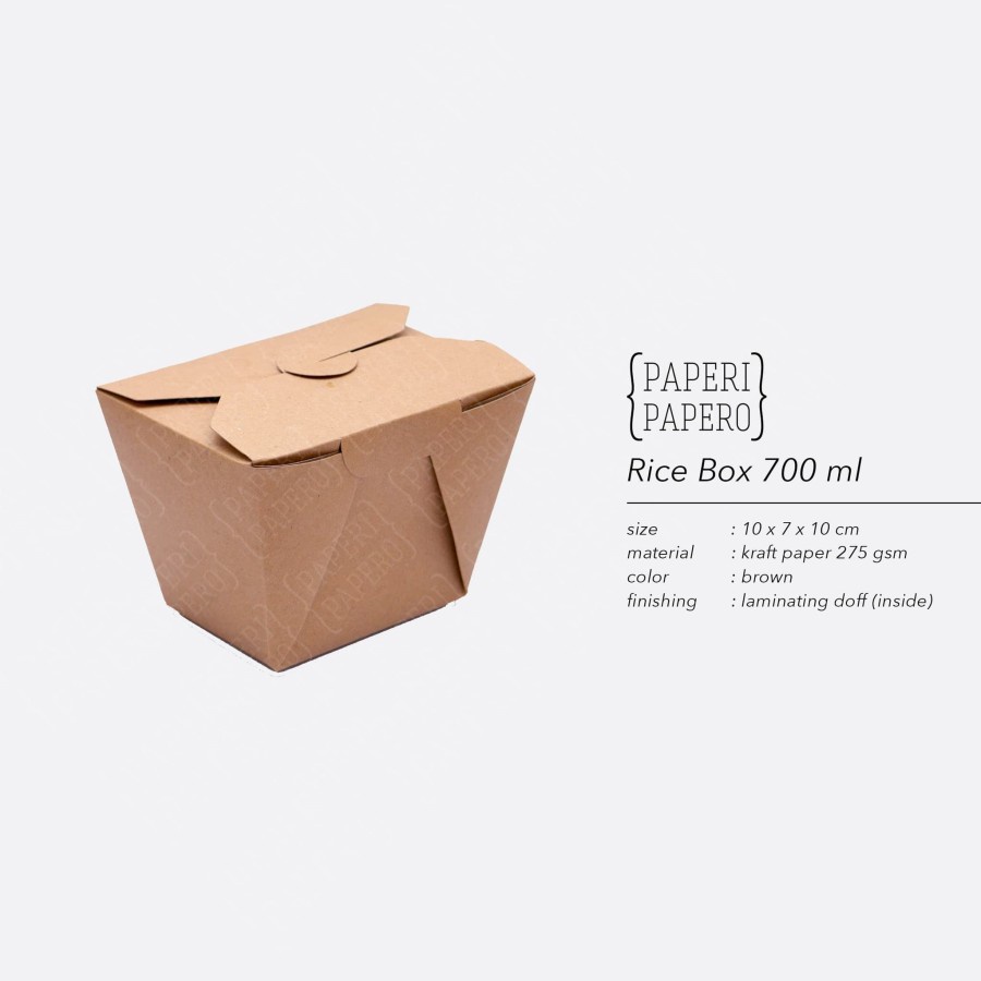 Jual Rice Box 25 oz (700 ml) - Kraft Paper Food Pail - Box Bento (20 ...