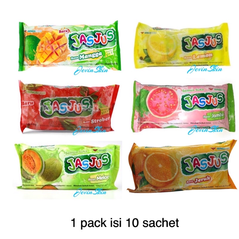 Jual JASJUS MANGGA LEMON STROBERI JAMBU MELON JERUK isi 10 sachet ...