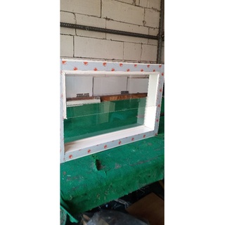 Jual 40 x 60 Bouvenlis kaca ZigZag depan belakang (alumunium putih ...