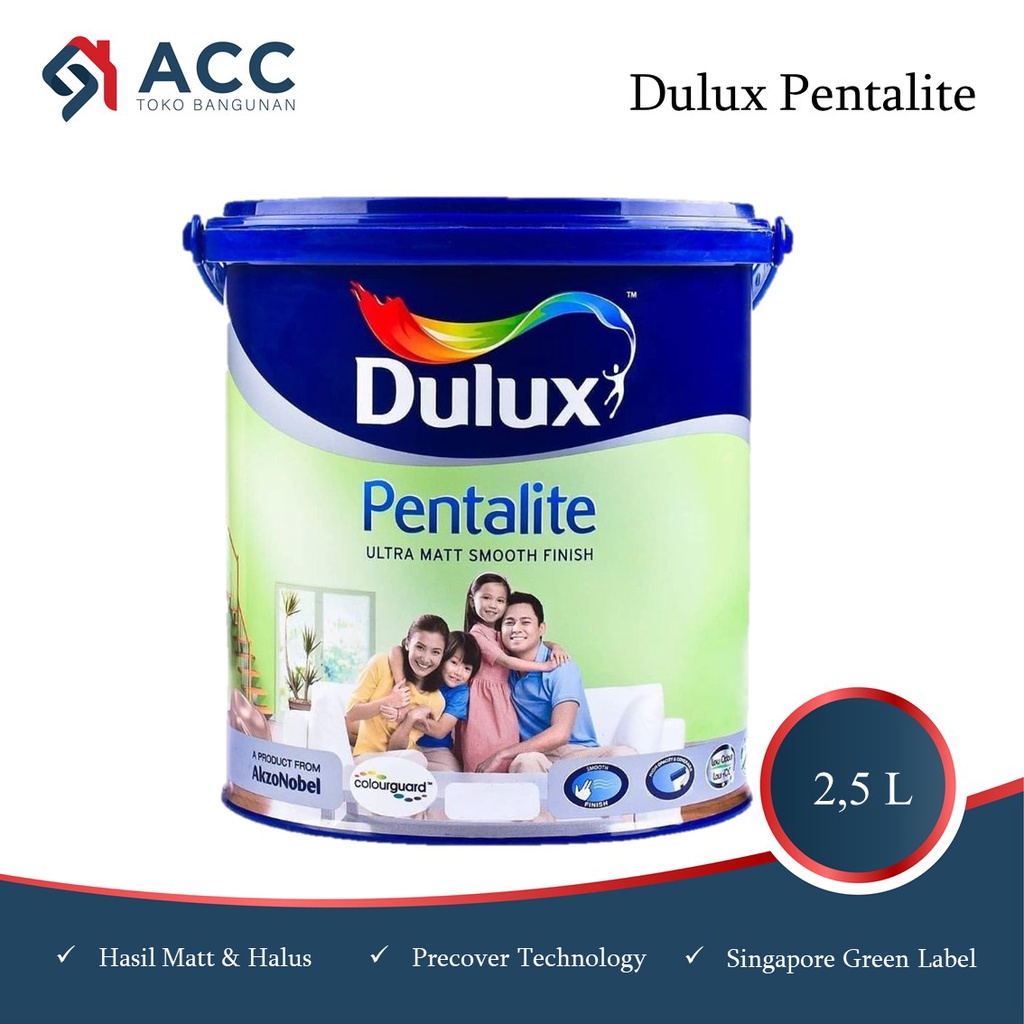 Jual Cat Dulux Pentalite Premium Brilliant White 2,5 Liter Galon ...