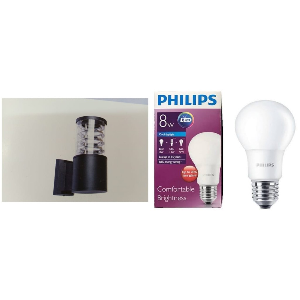 Jual Lampu dinding tempel + lampu philips led bulb 8watt | Shopee Indonesia