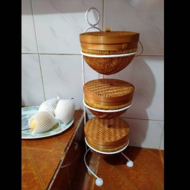 Jual rak bawang susun 3 / rak bumbu / tempat bumbu / tempat bawang ...