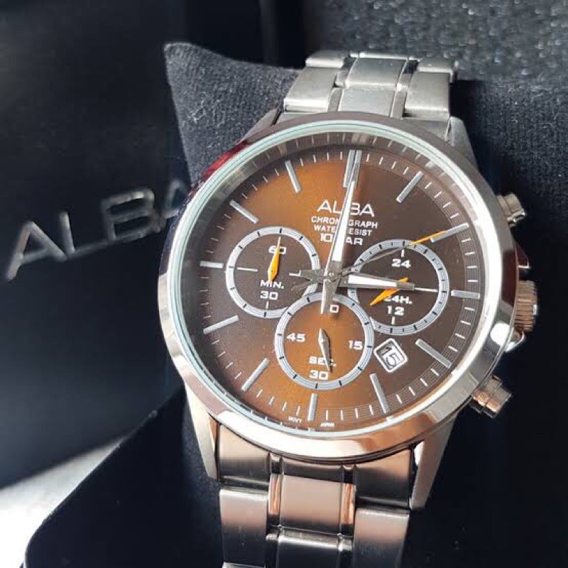 Jual ALBA AT3B93 Brown Active Chronograph Stopwatch ORIGINAL | Shopee ...