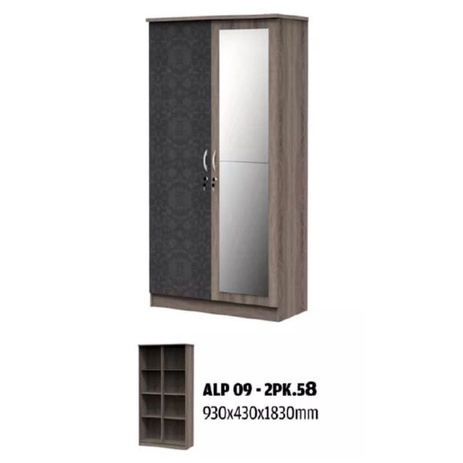 Jual Lemari Pakaian 2 Pintu Full Rak/semua Rak/Cermin Penuh | Shopee ...