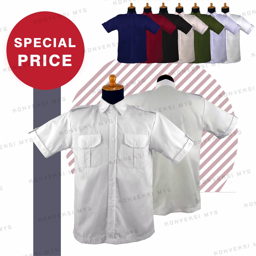 Jual KEMEJA LENGAN PENDEK PDH/PDL/DINAS/PNS/PUTIH/HITAM/MARON/ARMY/NAVY ...