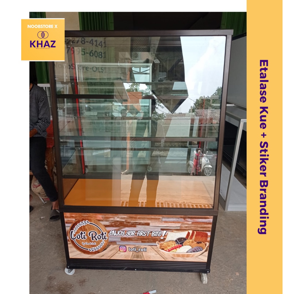 Jual Etalase Kaca Kue/Donat/Makanan + Stiker Branding || Showcase Kue ...