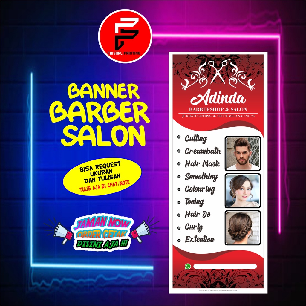 Jual Banner Spanduk barber / Salon Ukuran 0.6 x 1.6 meter | Shopee ...
