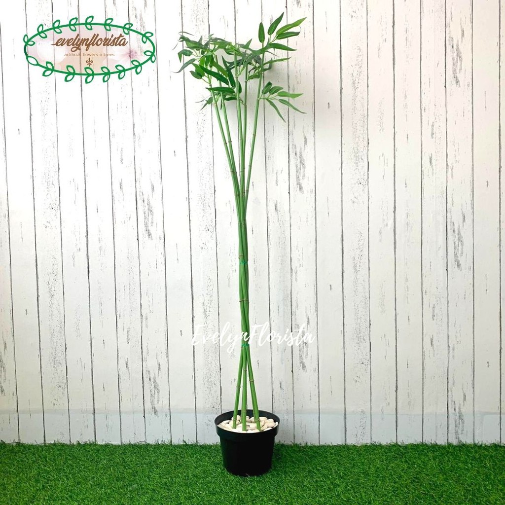 Jual Pohon Daun Bambu Air Latex Artificial Pot Dasar Plastik Tanaman ...