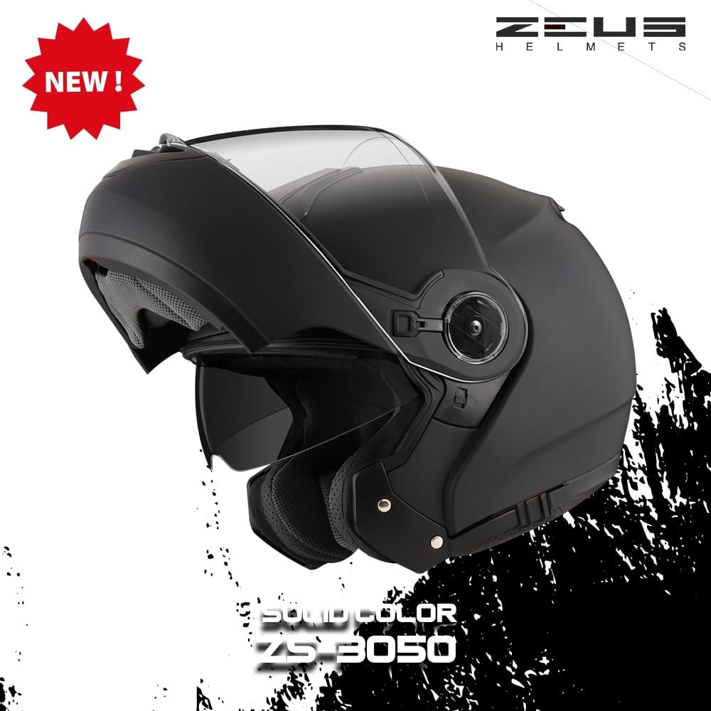 Jual ZEUS ZS 3050 MATT BLACK DOFF MODULAR FLIP UP DOUBLE VISOR | Shopee Indonesia